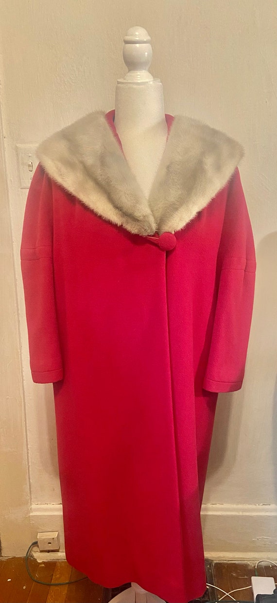 Vintage Bernard Altmann Fur Collar Coat Pink - Gem