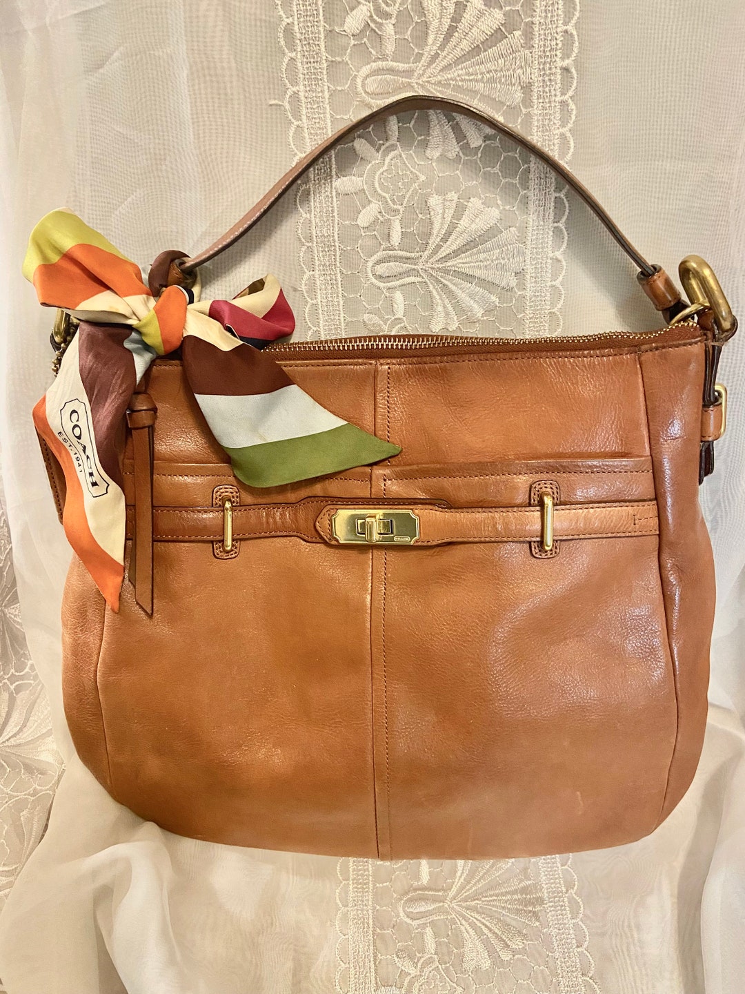 Vintage Style Coach Handbag/shoulderbag British Tan - Etsy