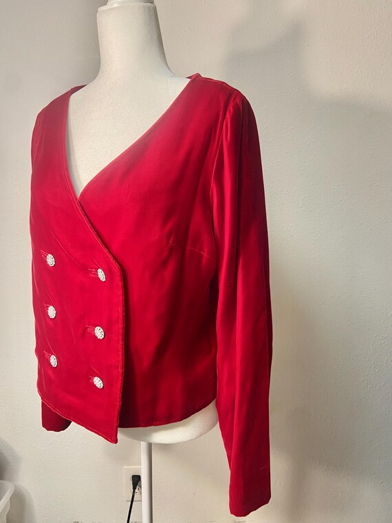 Vintage Velvet Red Rhinestone Jacket - Gem
