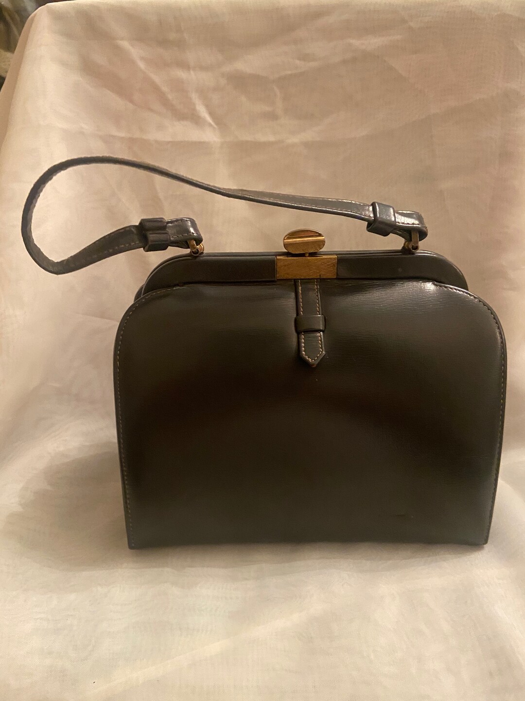 Vintage Gray Handbag Purse Old Fashion Style - Etsy