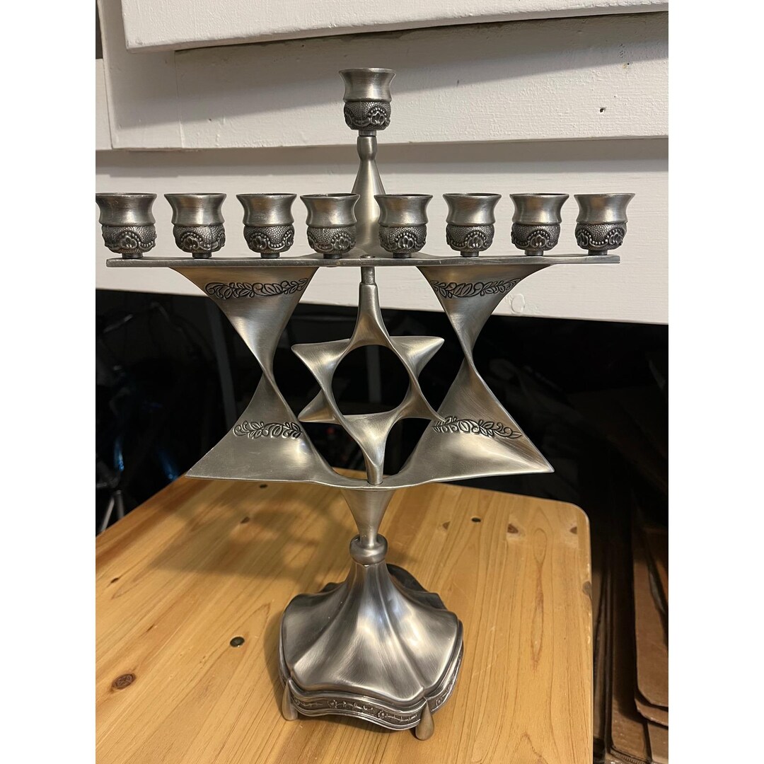 Vintage Kinetic Star of David Menorah Mid Century Modern Israeli Cast ...