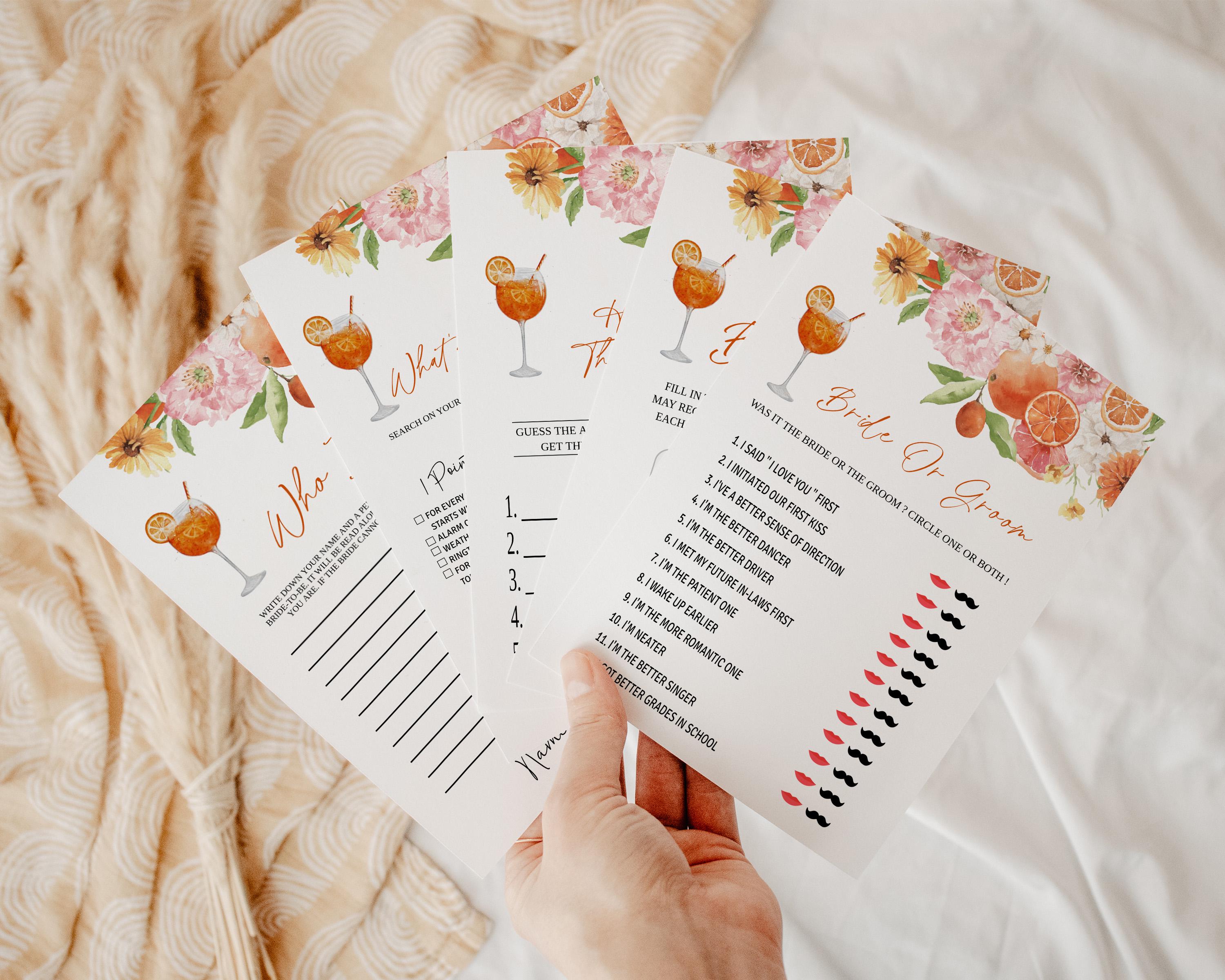 Aperol Spritz Bridal Shower Games: Citrus Theme (editable, Instant ...