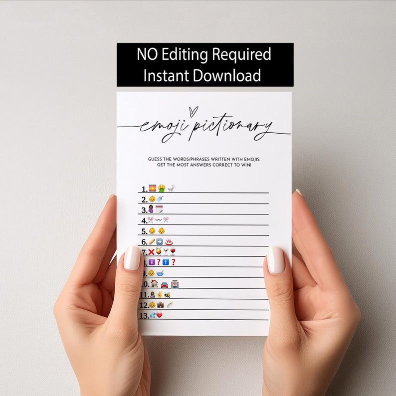 Emoji Pictionary Baby Shower Game: Minimalist Design (digital Download ...