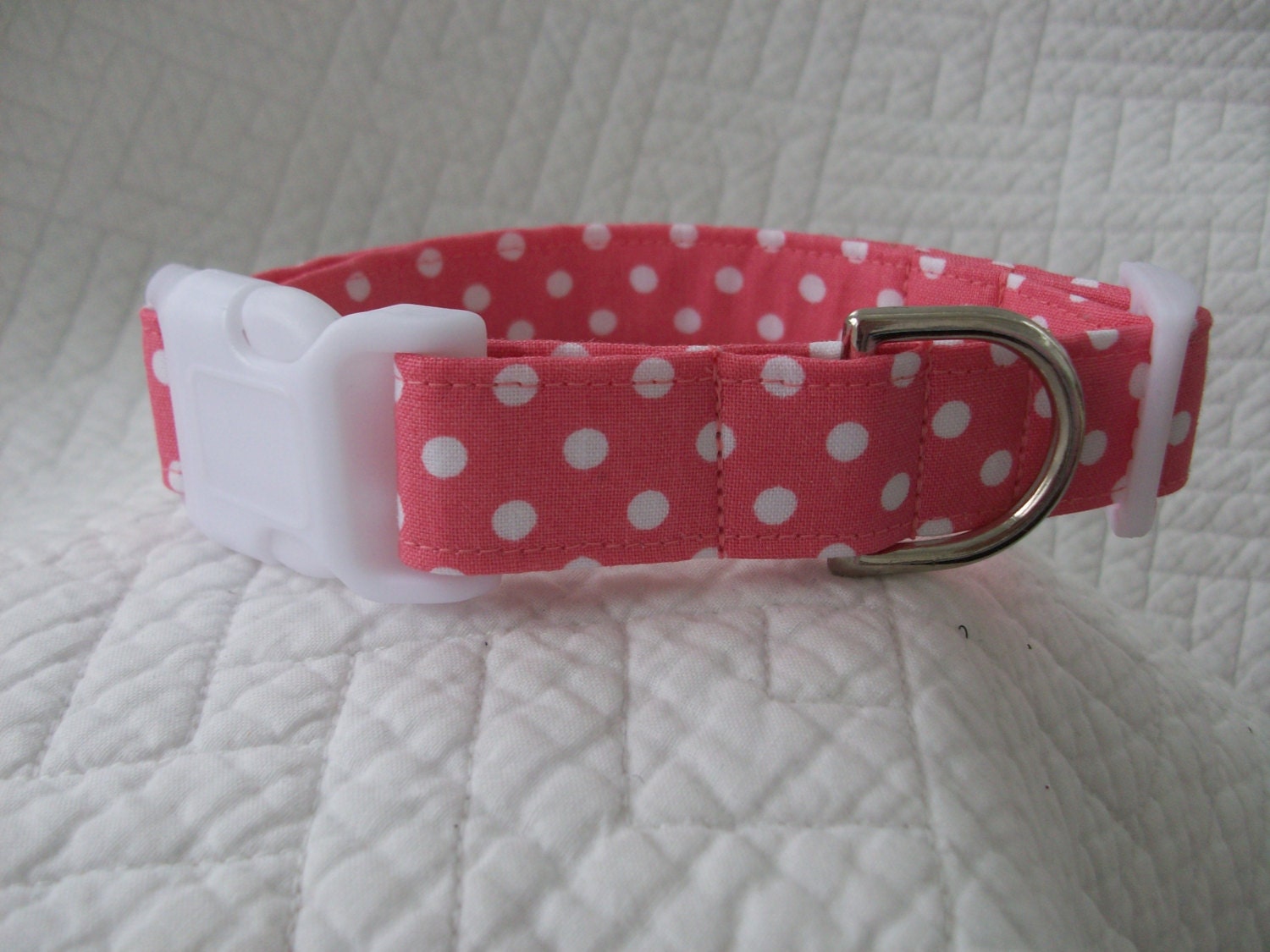 Coral Pink Polka Dot Dog Collar Custom Made | Etsy