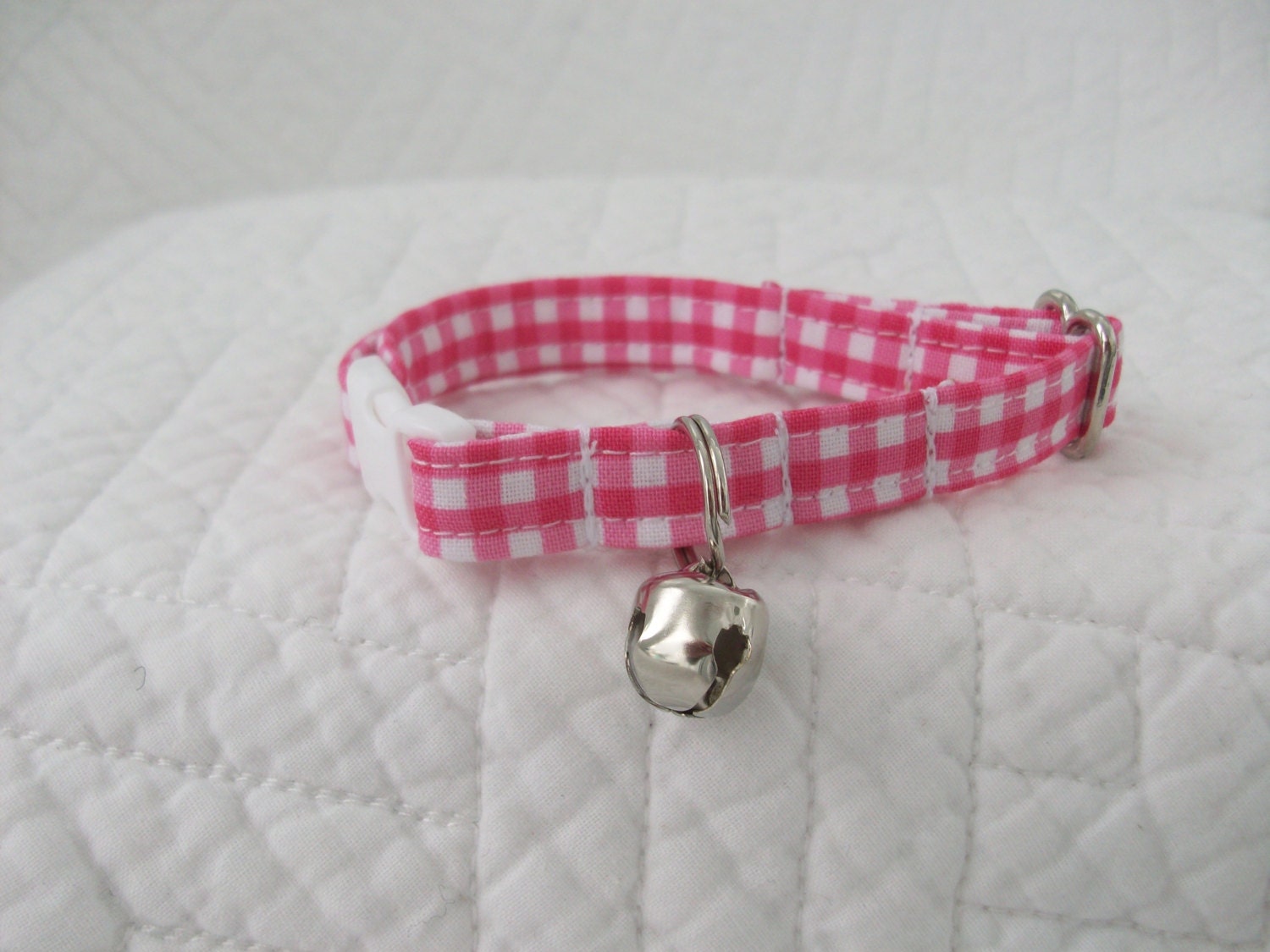 Pink Gingham Cat Collar Bell Cat Breakaway Collar Custom | Etsy