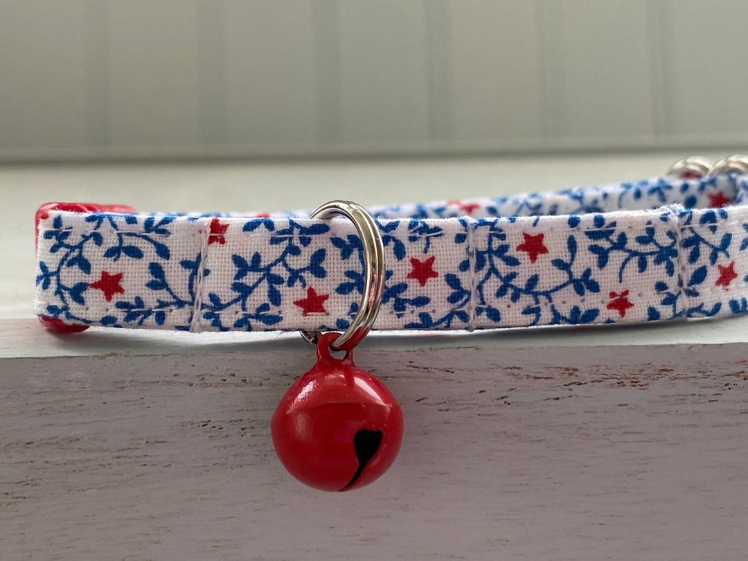 Red White Blue Cat Collar, Americana Collar, Mini Dog Collar, Star ...