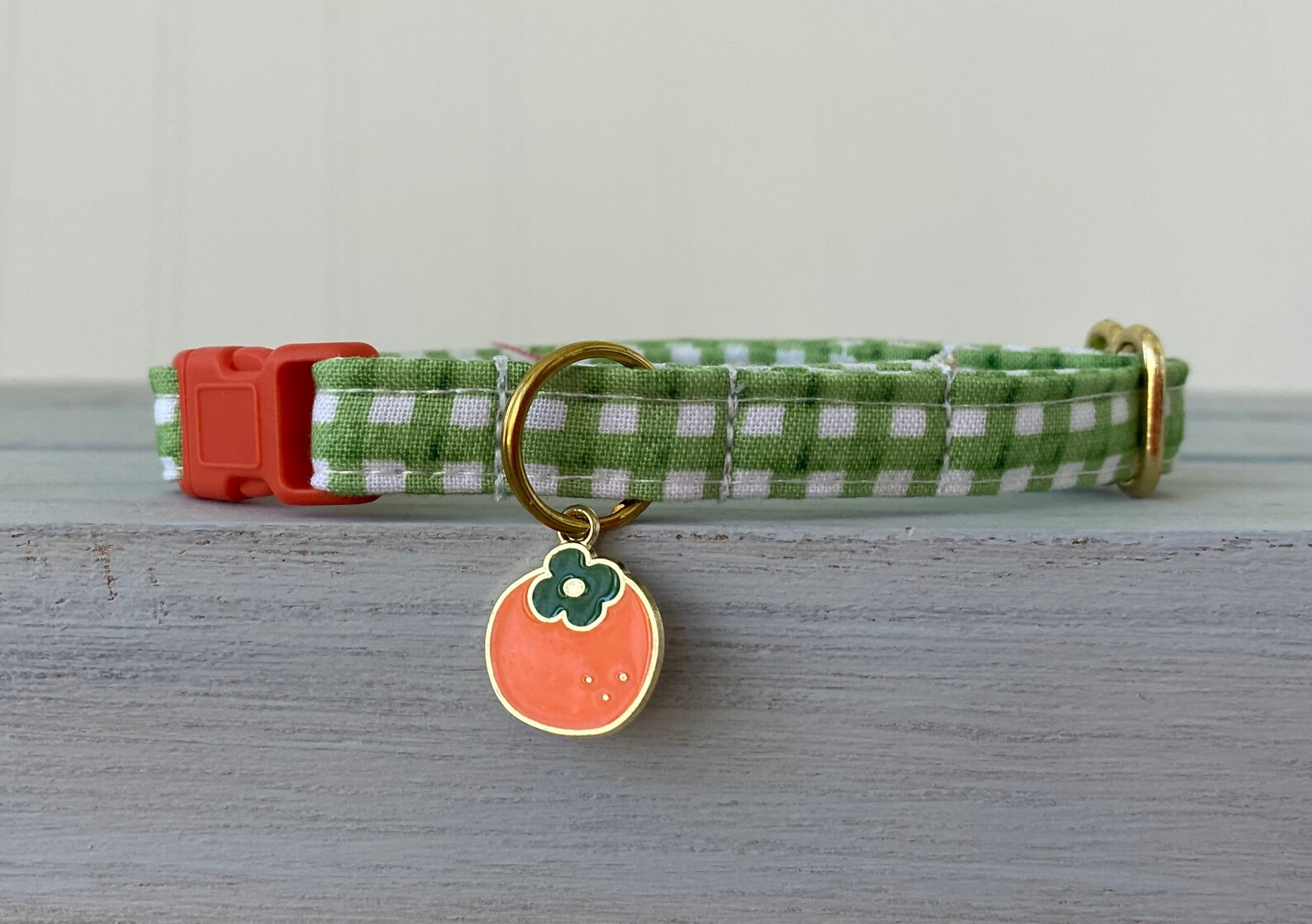 Clementine Cat Collar Green Gingham Cat Collar With - Etsy