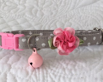Pink Roses Cat Collar With Bell Cat Breakaway Collar Custom - Etsy