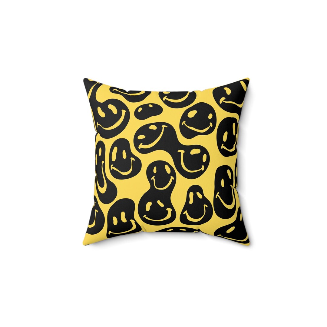 Smiley Face Pillow | Yellow Decorative Throw Cushion for Home | Happy ...