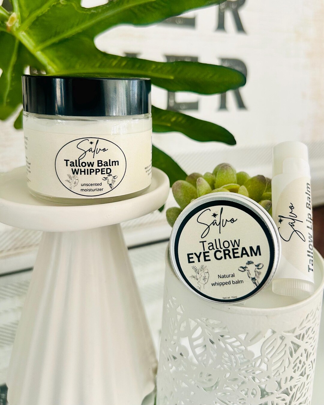 Tallow Skincare Kit: Whipped Balm, Eye Cream, Lip Balm - Grass-fed - Etsy
