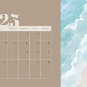 Aesthetic Neutrals 2025 Calendar Minimalist Printable Digital Download ...