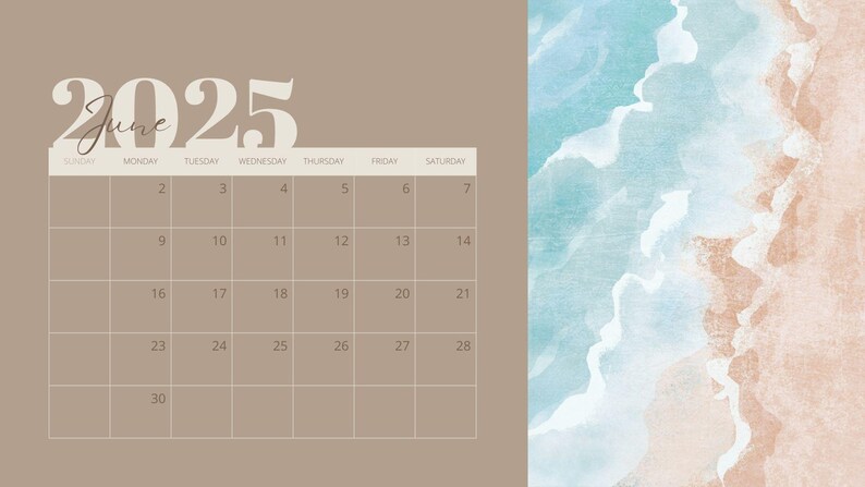Aesthetic Neutrals 2025 Calendar Minimalist Printable Digital Download ...