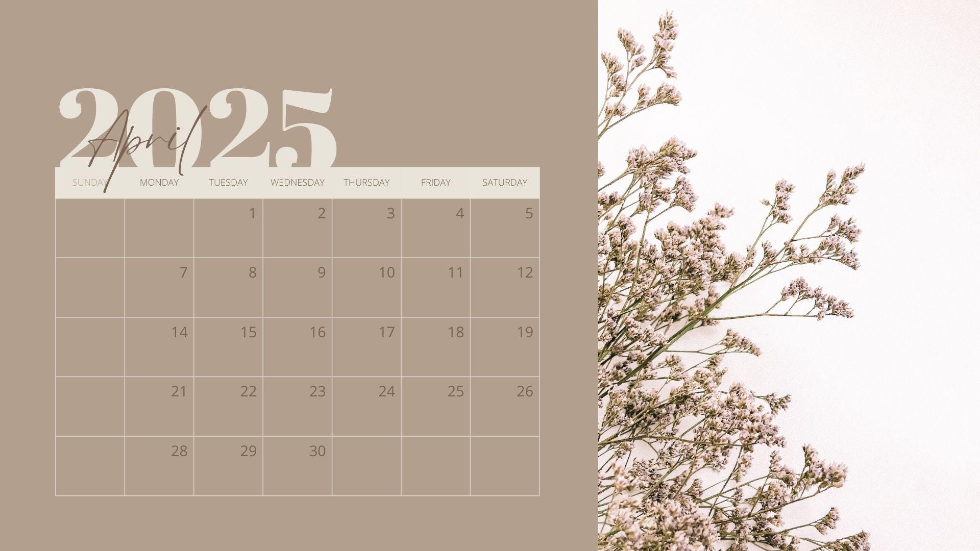 Aesthetic Neutrals 2025 Calendar Minimalist Printable Digital Download ...