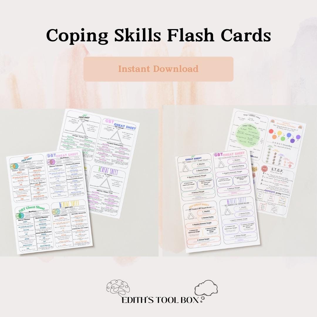 Coping Skills Flash Cards - Etsy