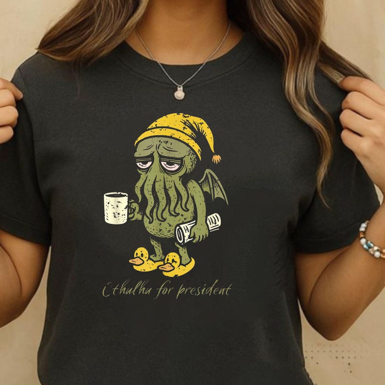 Cthulhu Evil Awakens, Funny Grumpy Cthulhu Morning Coffee T-shirt - Etsy