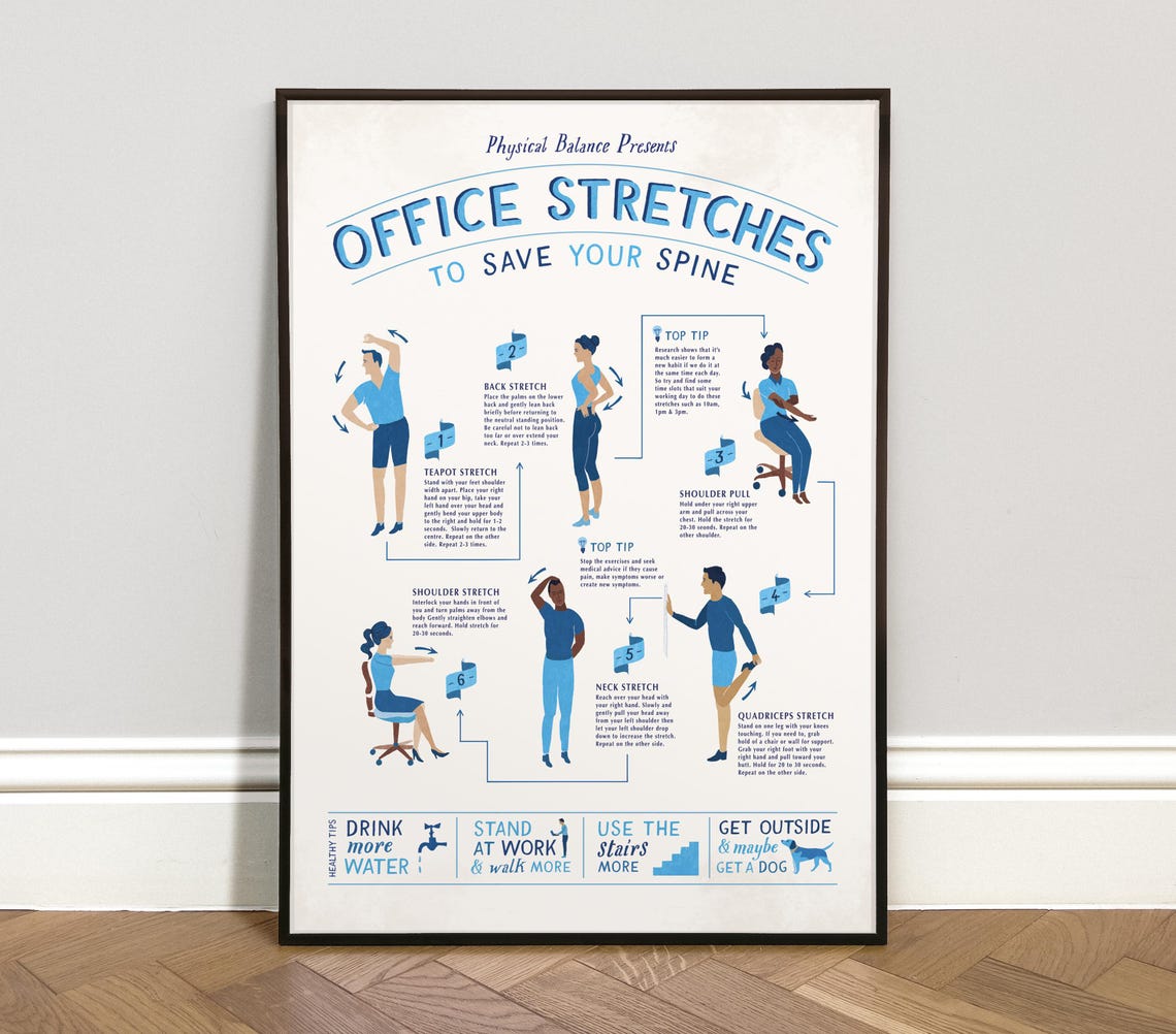 Office Stretches / Office Wall Art / Office Decor / A3 Print - Etsy