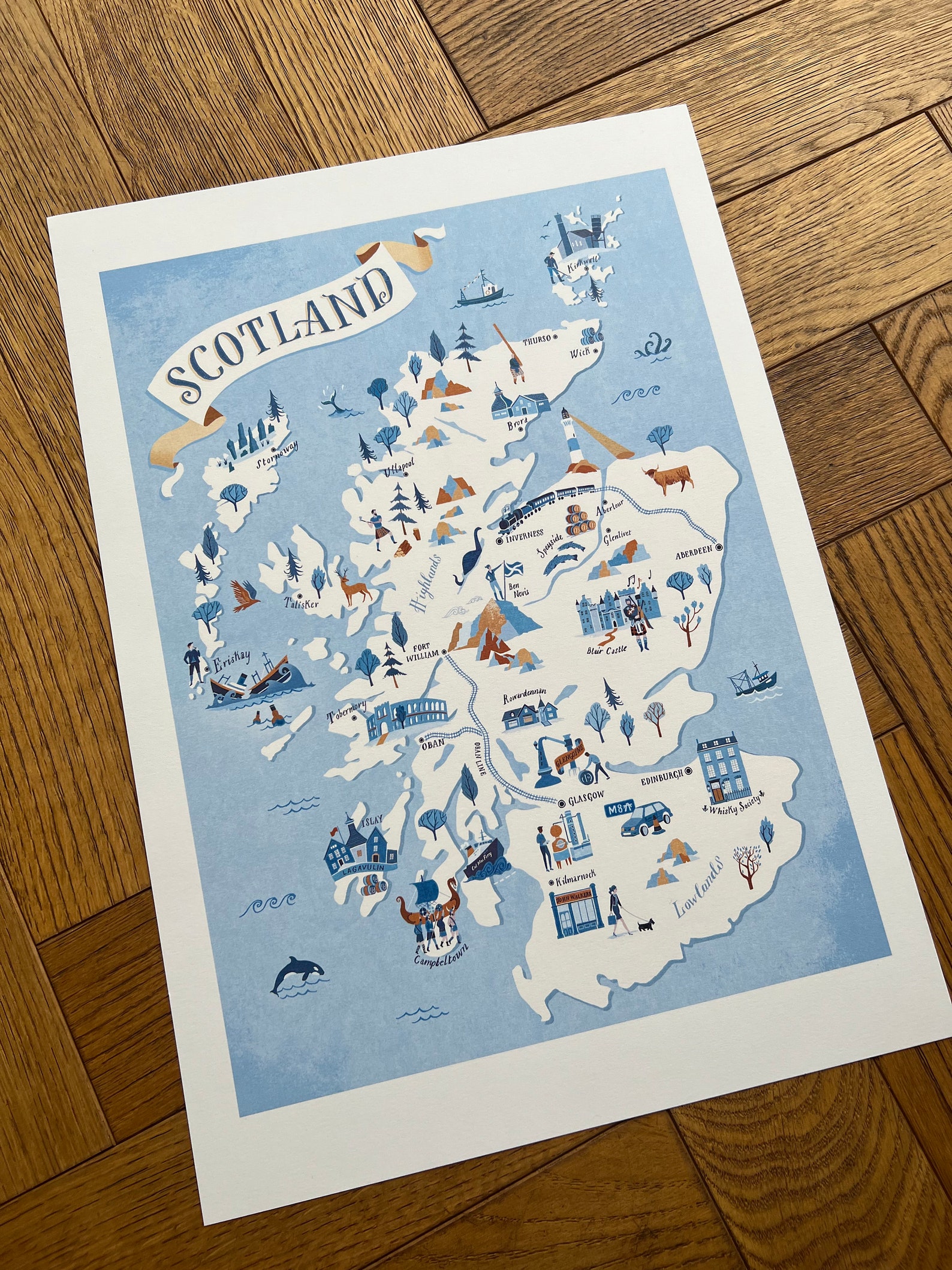 Scotland Map Print / Scotland Illustration Wall Art / Map A3 - Etsy Canada