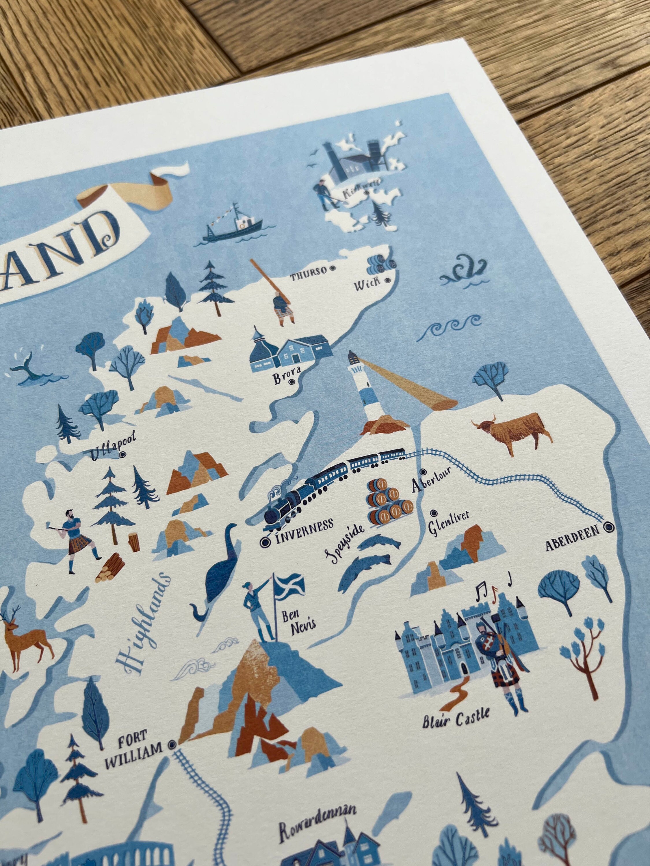 Scotland Map Print / Scotland Illustration Wall Art / Map A3 - Etsy Canada