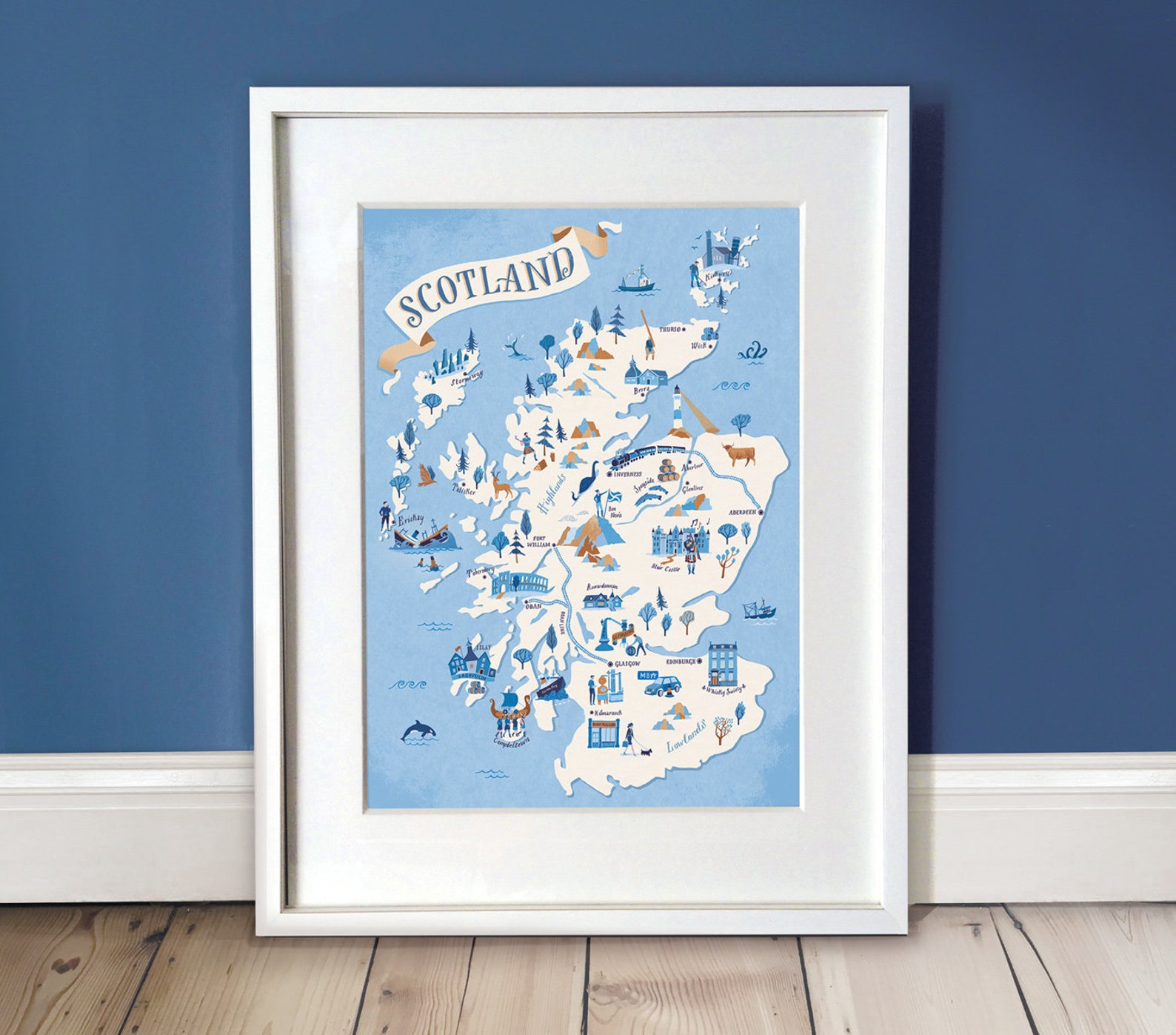 Scotland Map Print / Scotland Illustration Wall Art / Map A3 - Etsy Canada