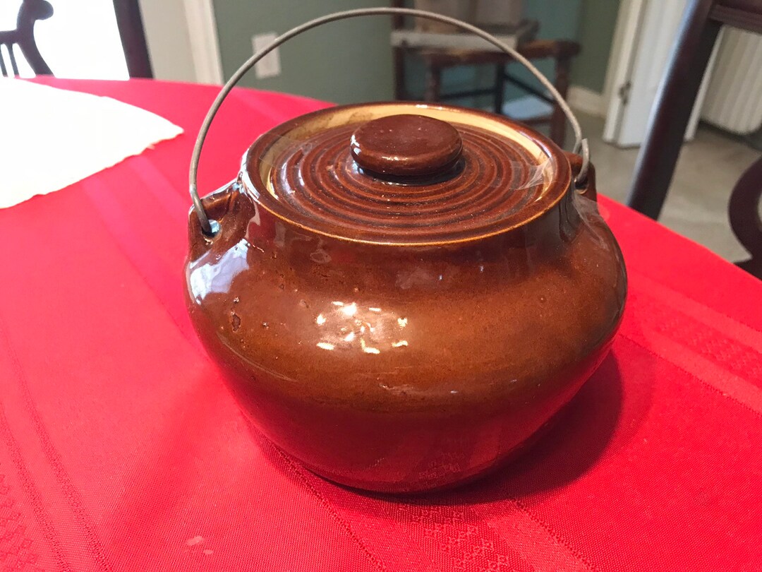 Bean Pot Pottery With Wire Handle Collectible Functional - Etsy