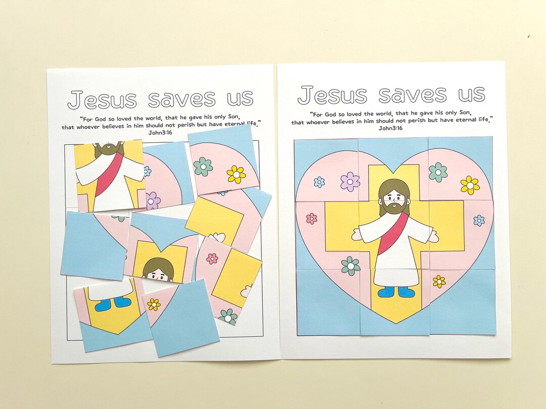 Jesus Puzzle Coloring Craft for Kids | Printable Christian Activity for ...