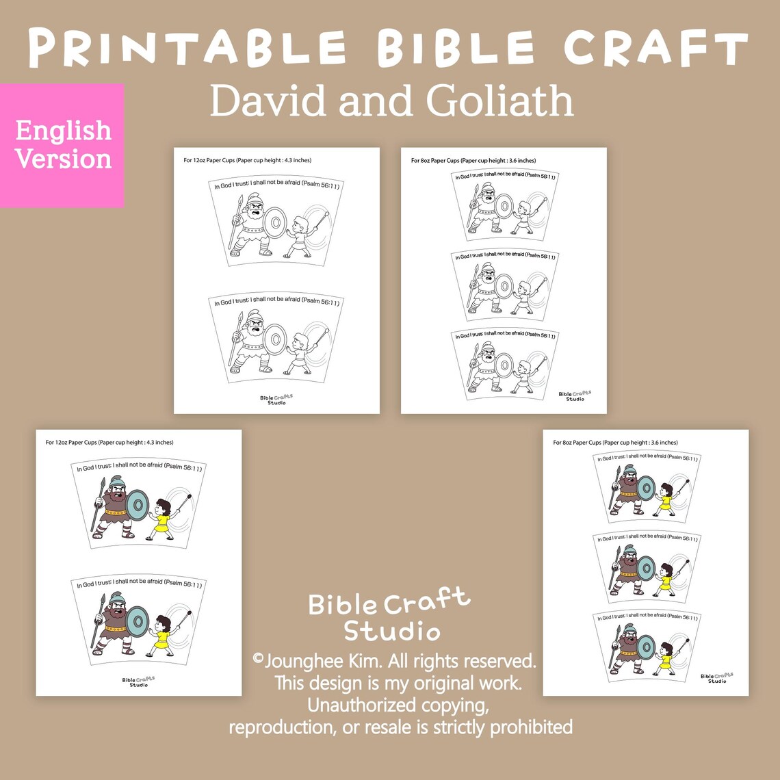 David and Goliath Sunday School Craft | Bible Lesson Activity | Cup ...