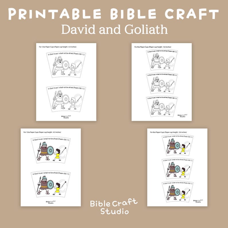David and Goliath Sunday School Craft | Bible Lesson Activity | Cup ...