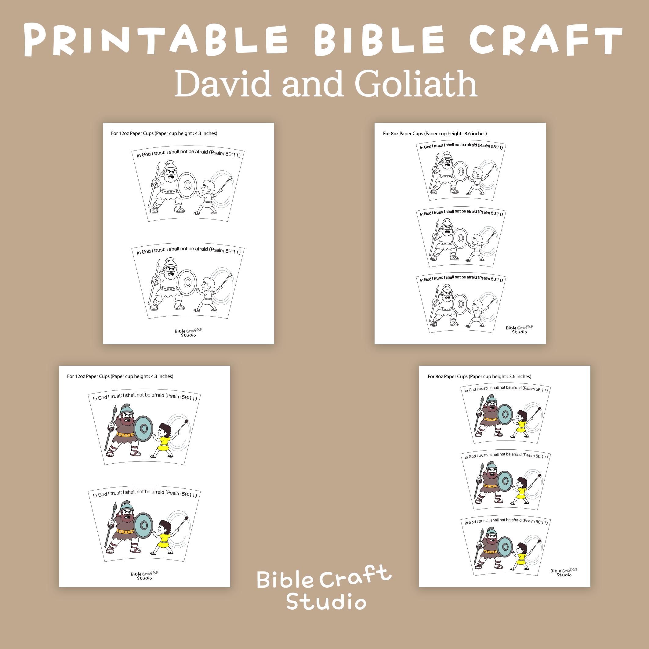 David and Goliath Sunday School Craft | Bible Lesson Activity | Cup ...