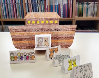 Noah's Ark Folding Surprise Craft, Noah Story for Kids, Bible Printable ...