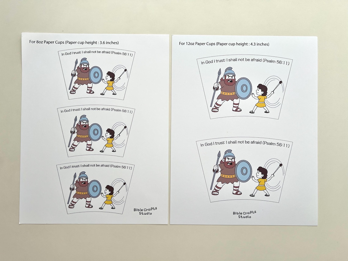 David and Goliath Sunday School Craft | Bible Lesson Activity | Cup ...