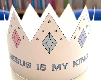 Jesus is My King Bible Crown, Printable Faith Headband, Easy Christian ...