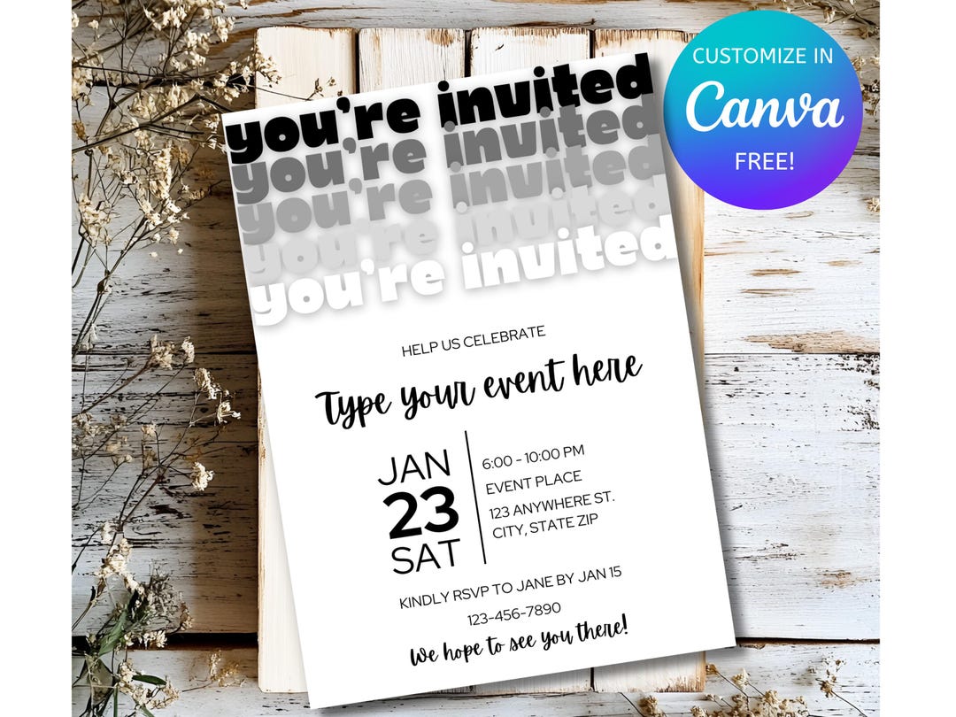 EDITABLE You’re Invited Event Invite, You’re Invited Invitation, Canva ...
