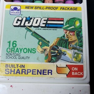 Vintage G.I. Joe Crayons in Plastic Box With Sharpener 1989 Original GI ...