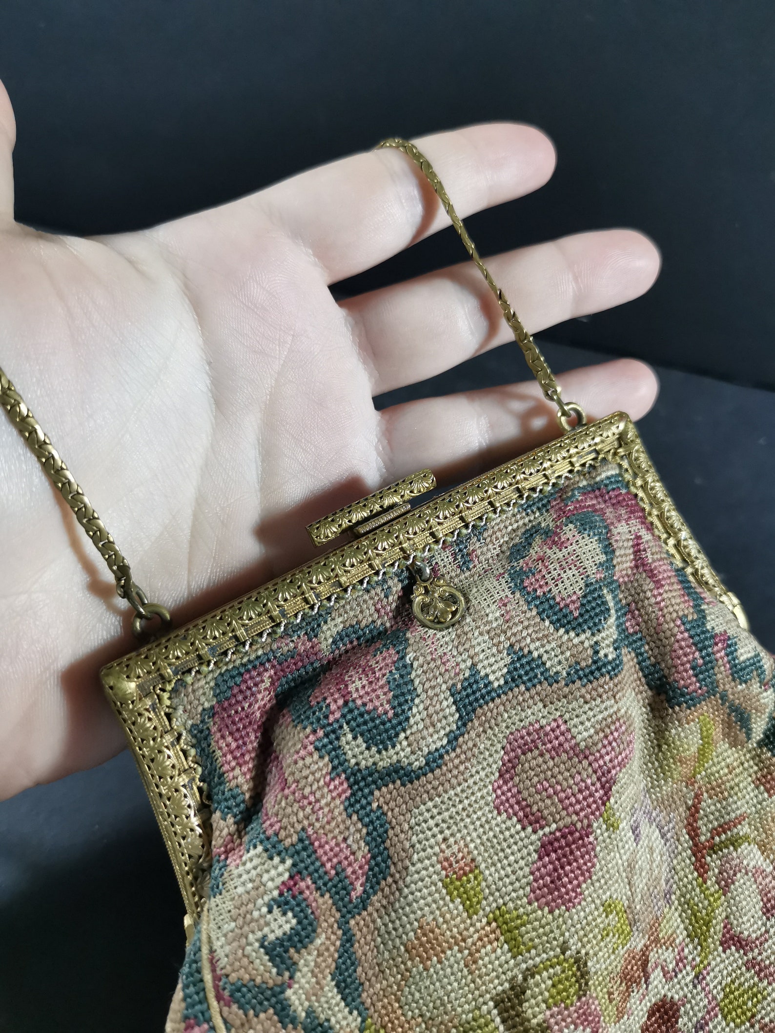Antique Petit Pointe Hand Bag Wrist Purse Early 1900's Original Petite ...