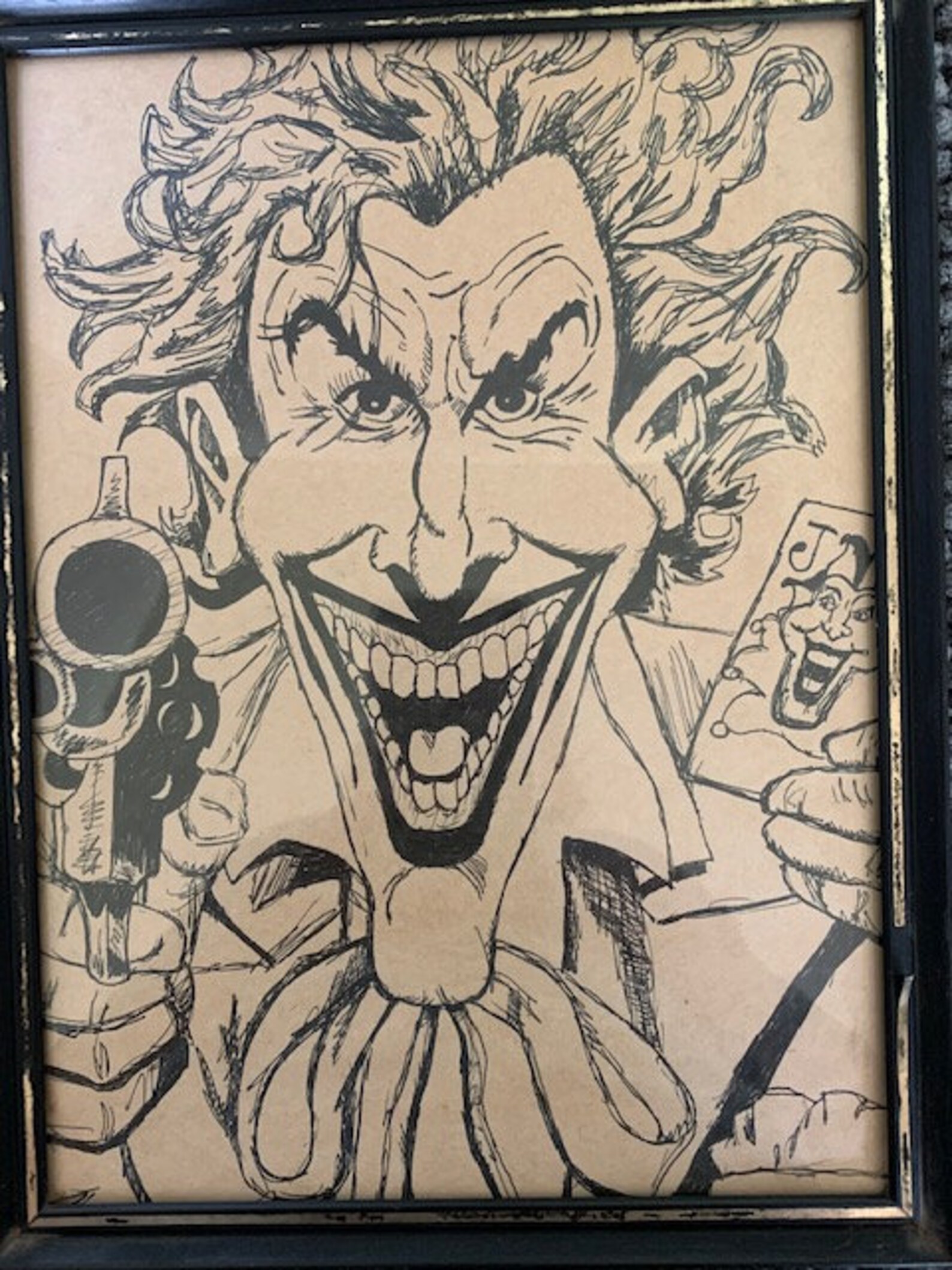 Vintage Batman Joker Clown Portrait Ink Drawing Original Art - Etsy