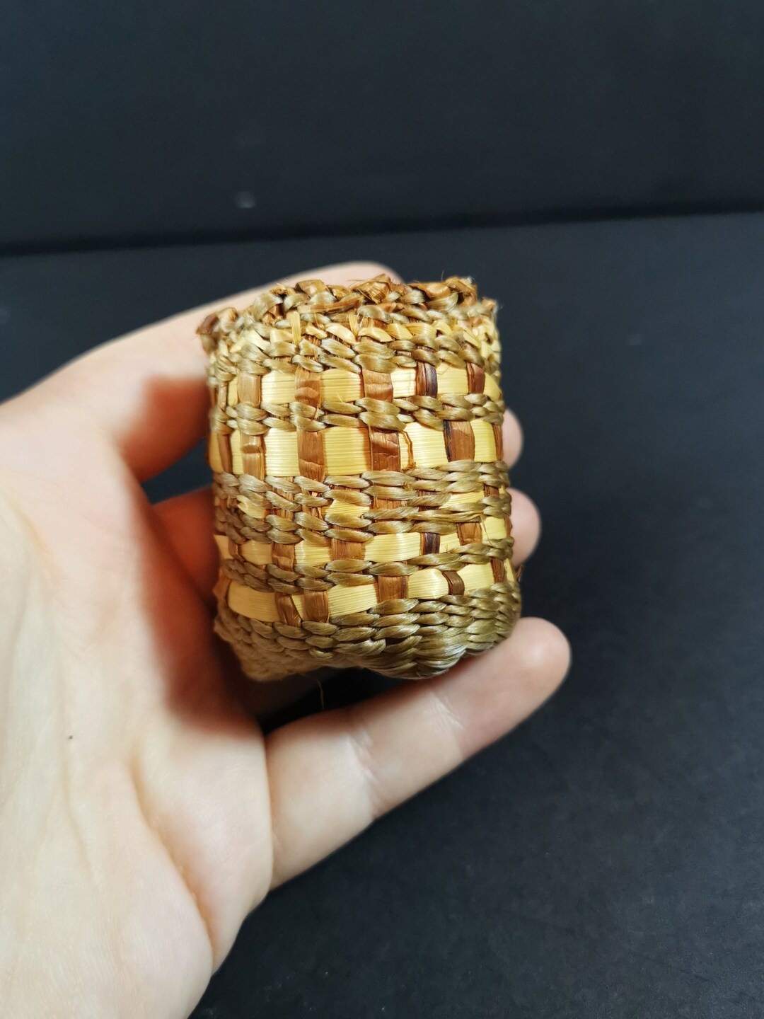 Vintage Miniature Woven Basket Hand Made From Foraged Plant Materials ...