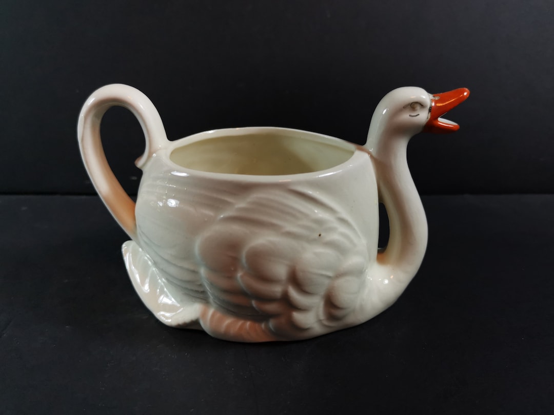 Vintage Creamer Cream Milk Gravy Pitcher White Swan Bird Novelty ...