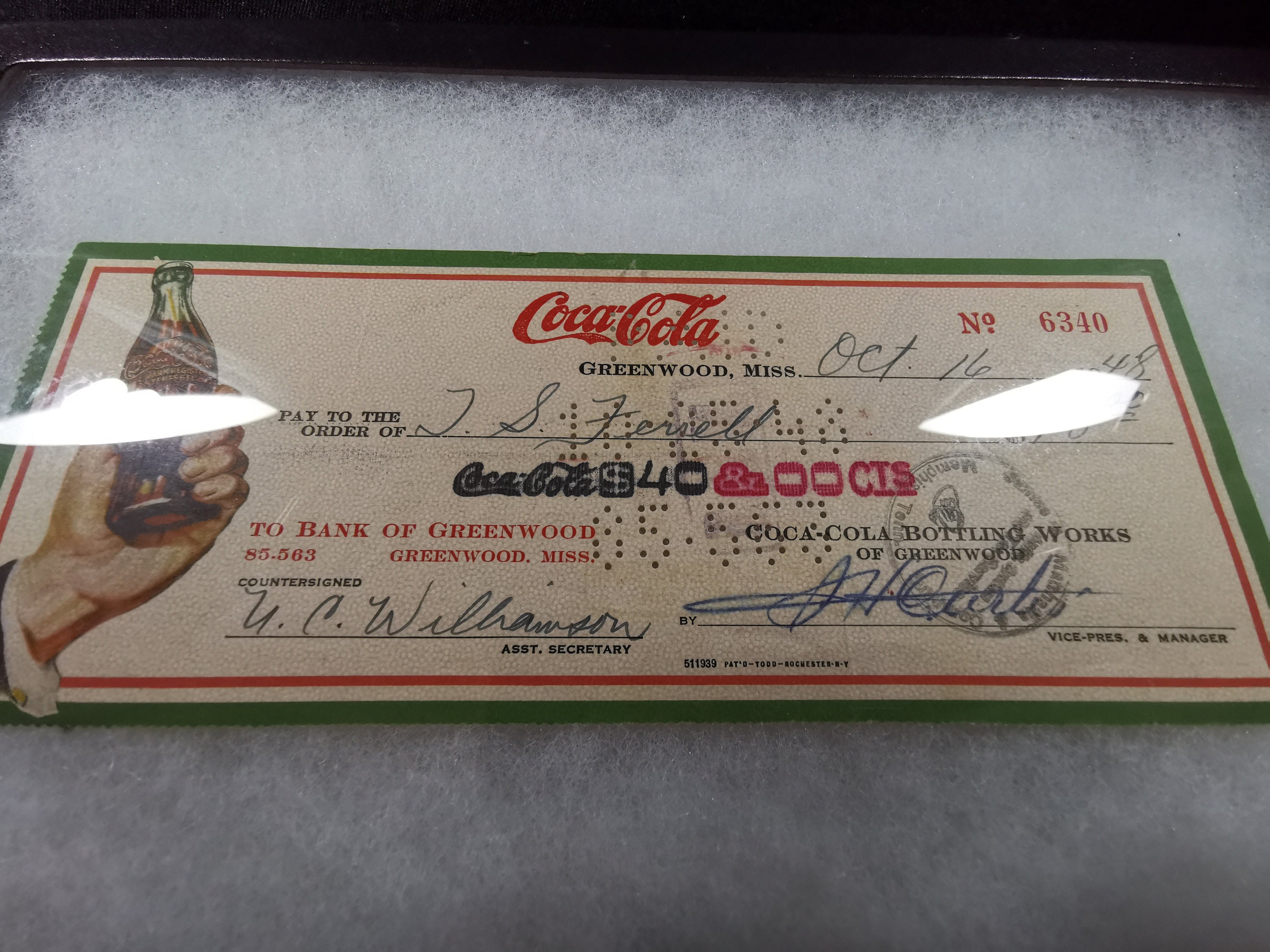 Vintage Coca Cola Coke Bank Check from 1948 Original in Glass | Etsy
