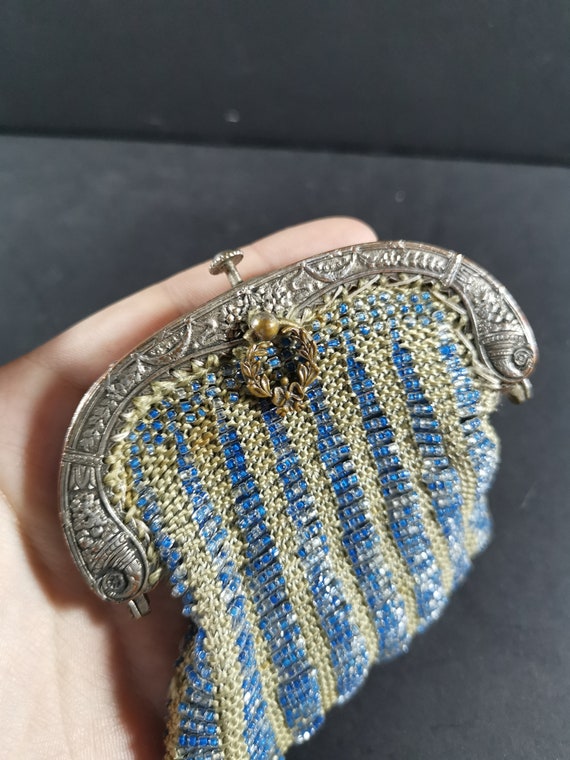 Antique Beaded Purse 1910's - 1920's Original Grey an… - Gem