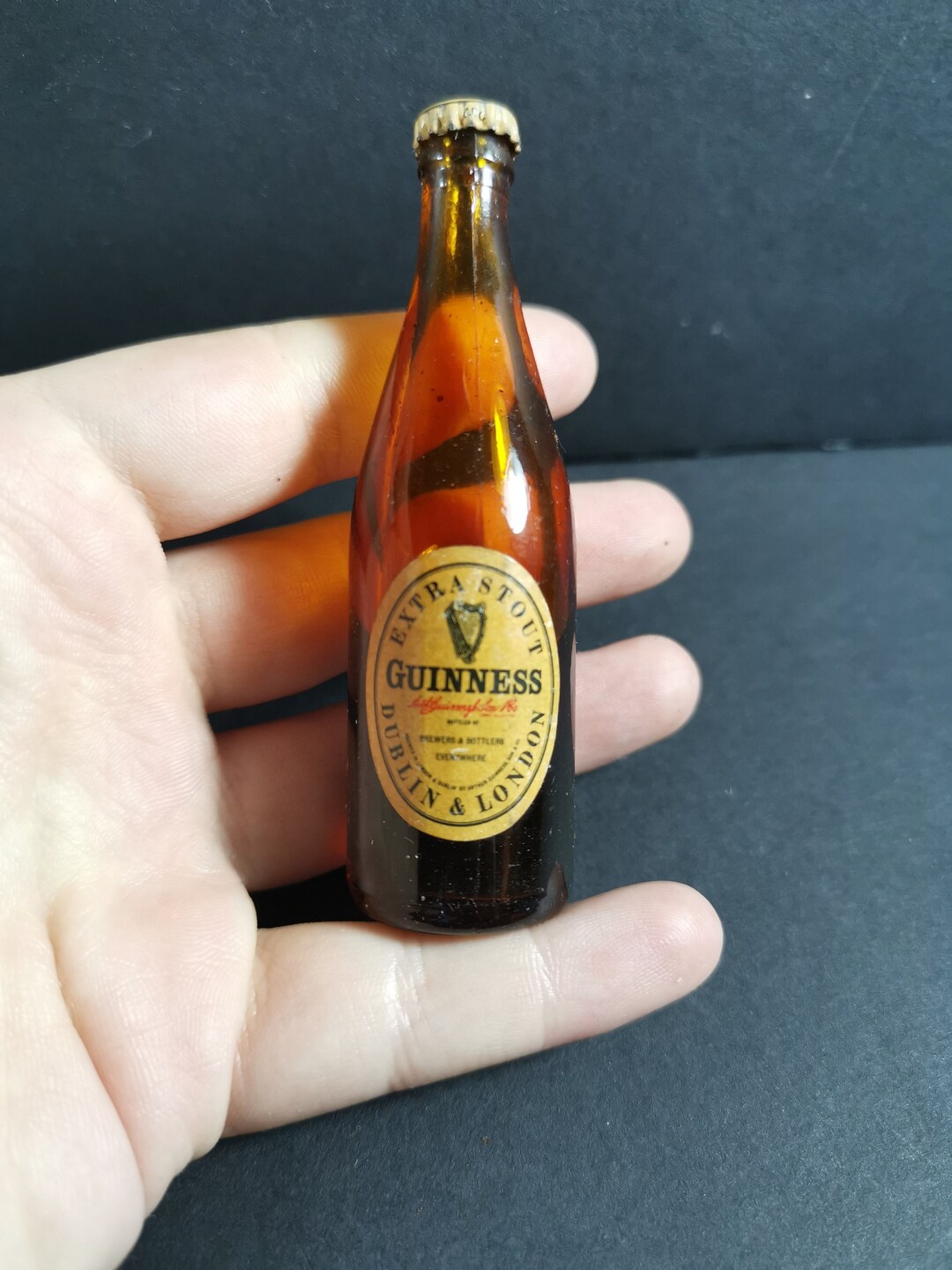 Vintage Guiness Extra Stout Lager Beer Miniature Glass Bottle With ...