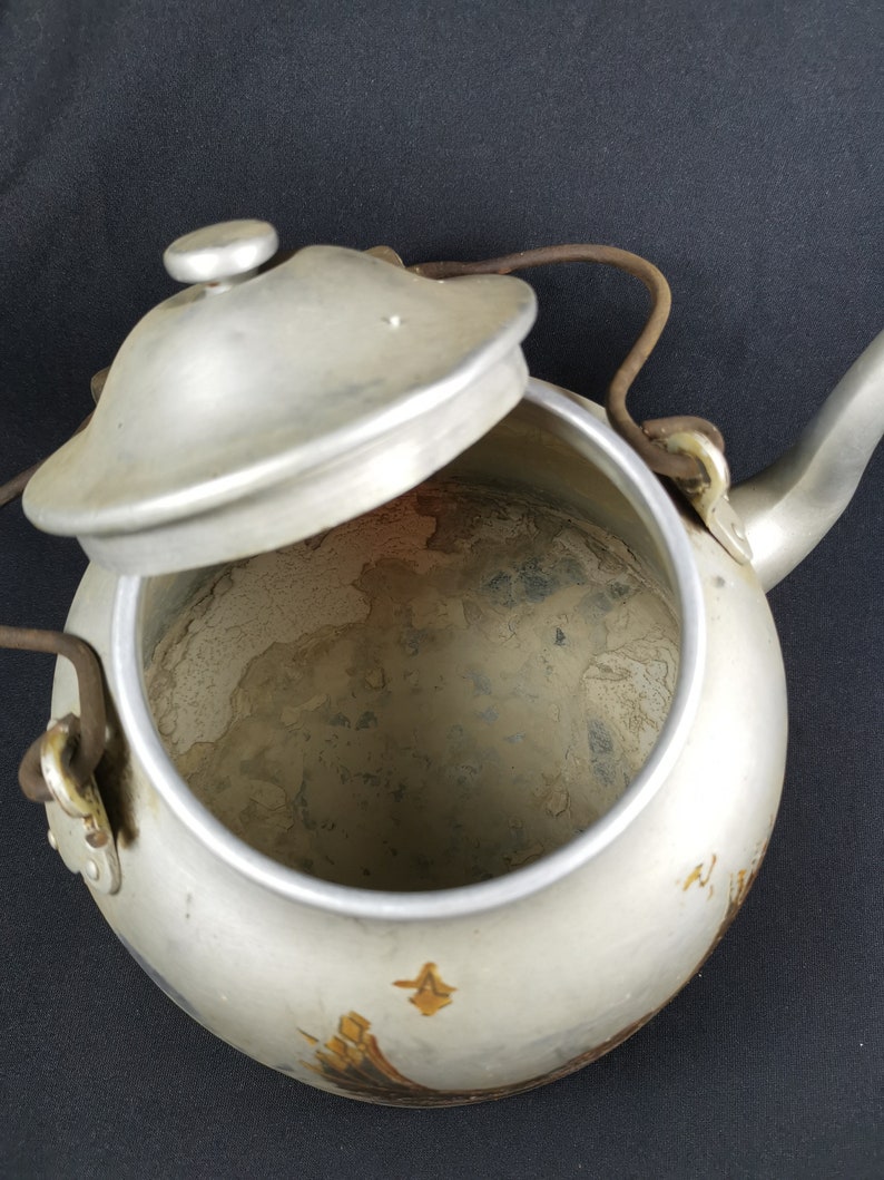 Vintage German Aluminum Kettle 1940's Large With Wire and - Etsy