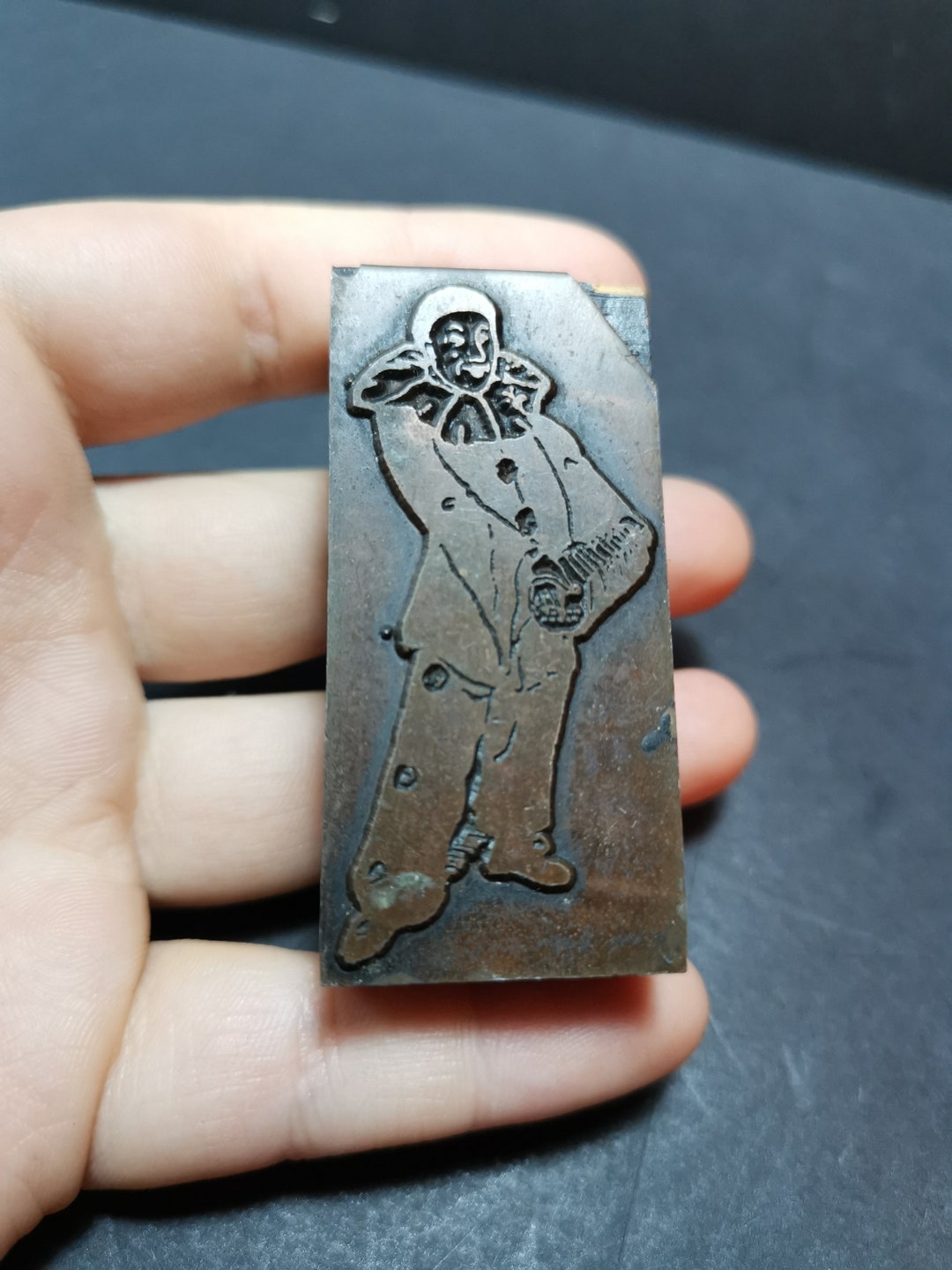 Vintage Pierrot Clown Printing Block Stamp Copper Metal and Wood Early ...