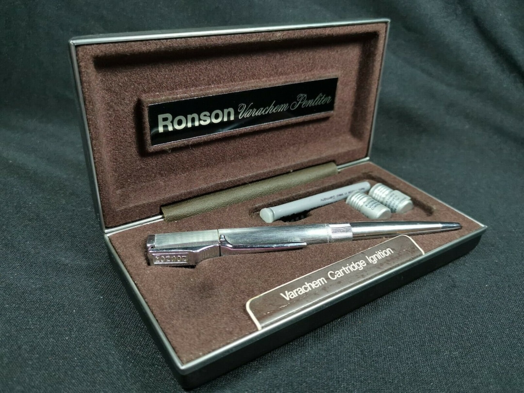 Vintage Ronson Pen Lighter Varachem Penliter Ink Pen Inkpen in Original ...