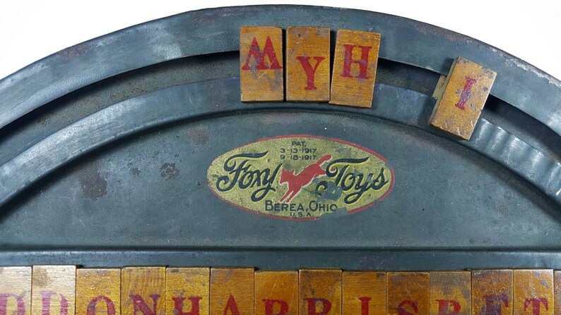 Antique Foxy Toys Spelling Alphabet and Number Board Tin and | Etsy