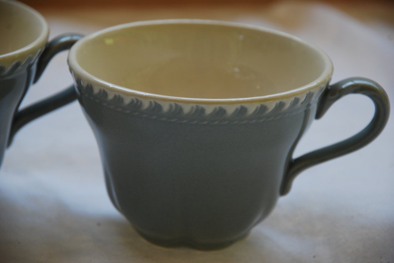 Vintage Grey and Ivory Pottery Teacups Cups Mugs Set of 2 - Etsy