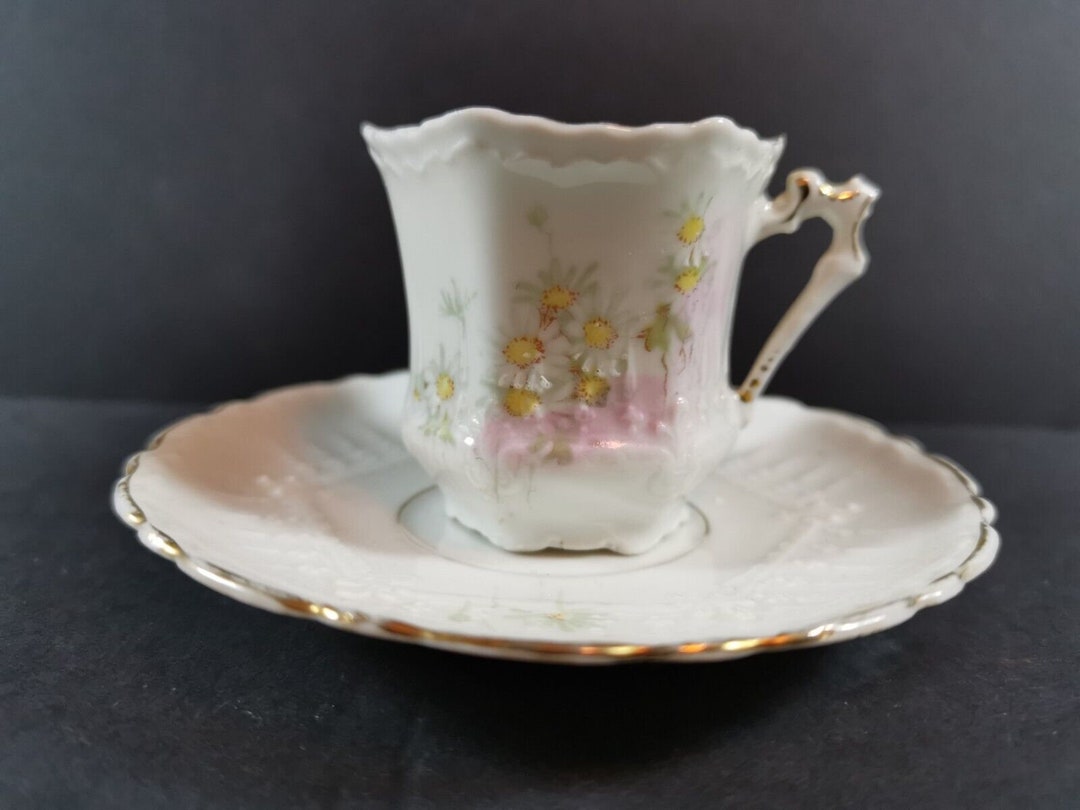 Antique Demitasse Tea Cup and Saucer Set Welmar Germany German Ceramic ...