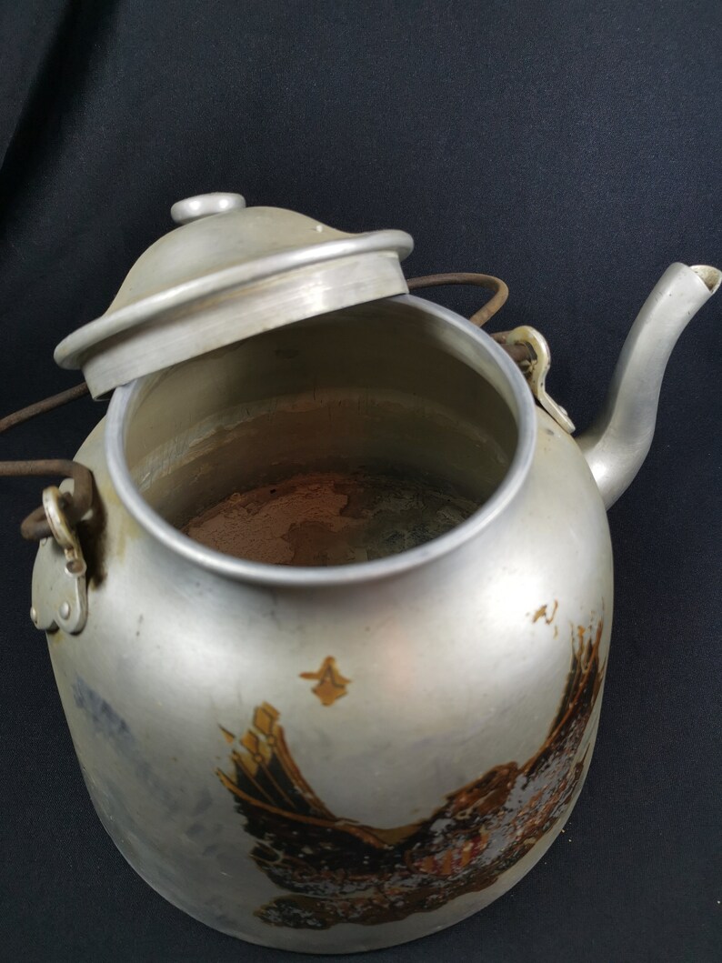 Vintage German Aluminum Kettle 1940's Large With Wire and - Etsy