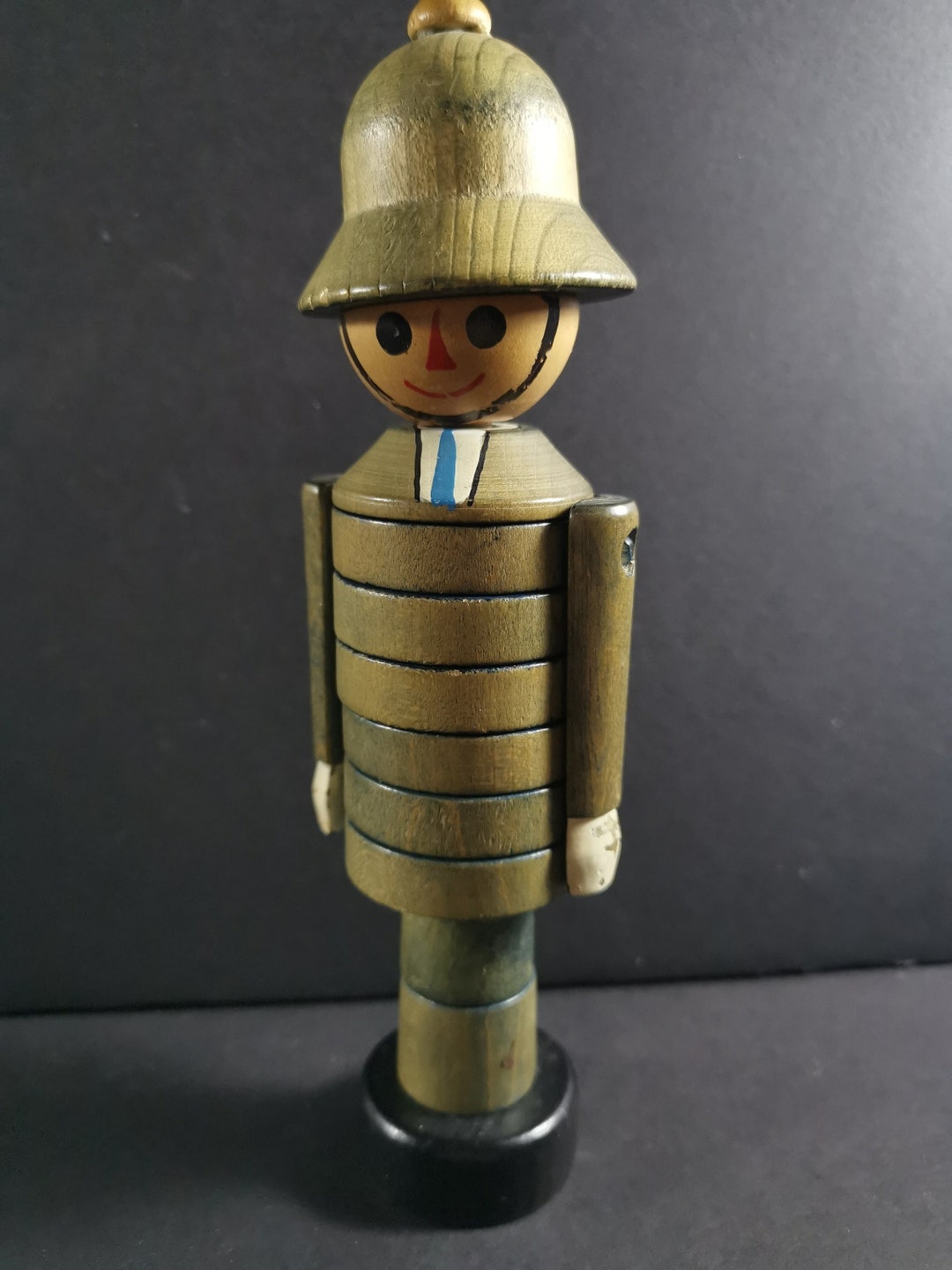 Vintage Toy Police Officer Policeman Stacking Blocks Wood Toy Mid ...