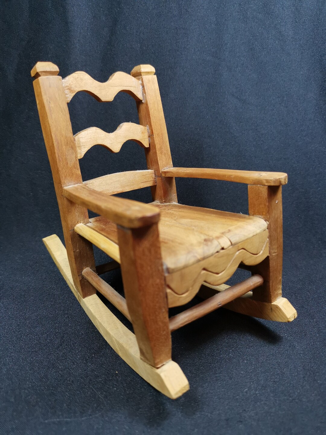 Vintage Miniature Rocking Chair Wooden for Doll or Bear Hand Made ...