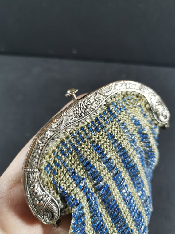 Antique Beaded Purse 1910's - 1920's Original Grey an… - Gem